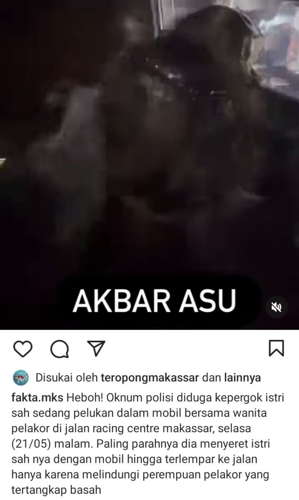 Diduga Selingkuh dalam Mobil, Oknum Polisi di Makassar Tabrak Istri Saat Kepergok - Terkini